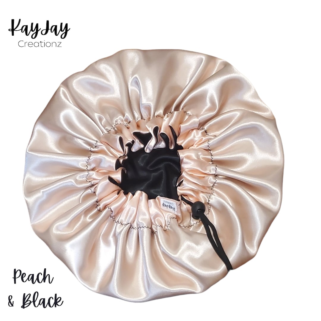 Peah & Black Silk Satin Bonnetdouble-layered Reversible and Adjustable ...