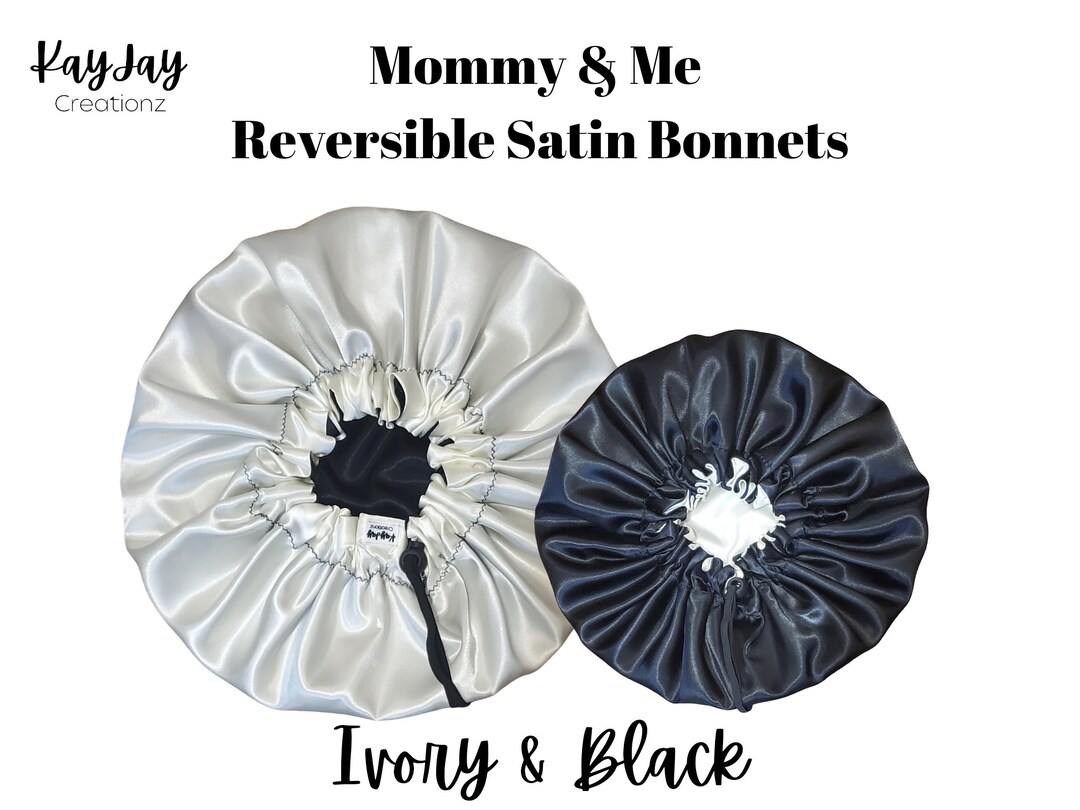 Mommy & Me Reversible Silk Satin Bonnets| Double-layered Reversible and ...