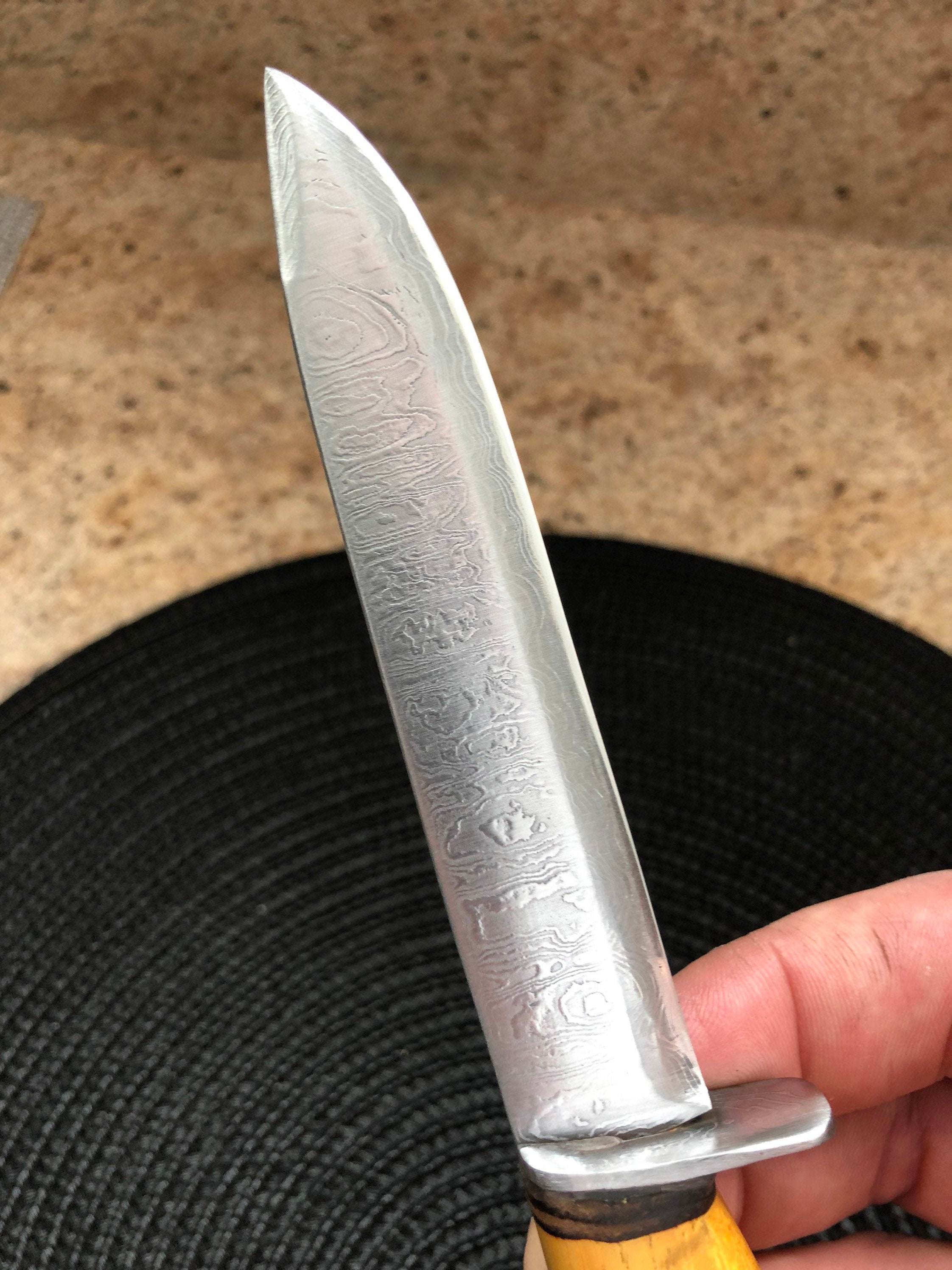 Made to Order Low Layer Damascus Knife With Guard Hidden Tang - Etsy