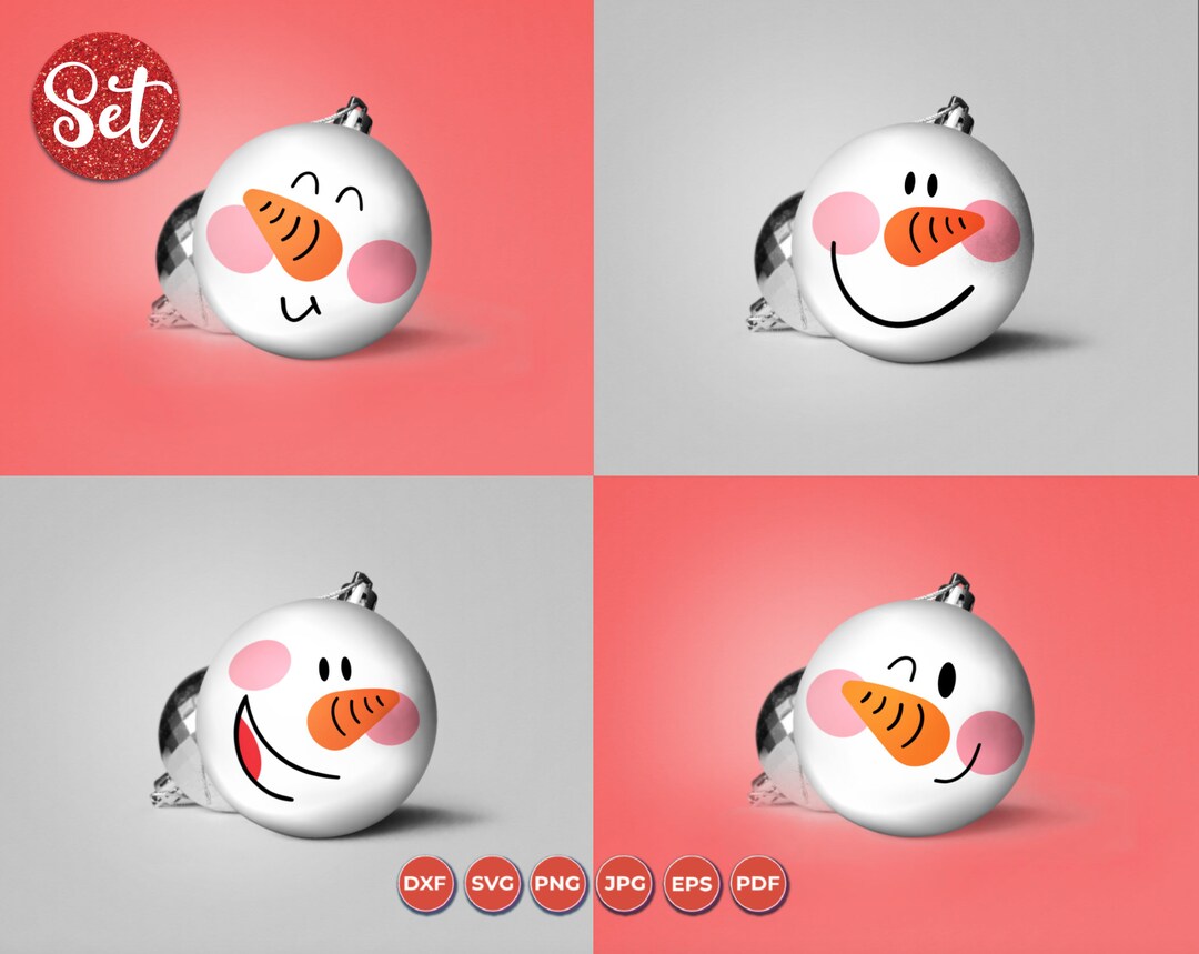 Snowman Face SVG Bundle, Christmas SVG, Christmas Ornament, Cute ...