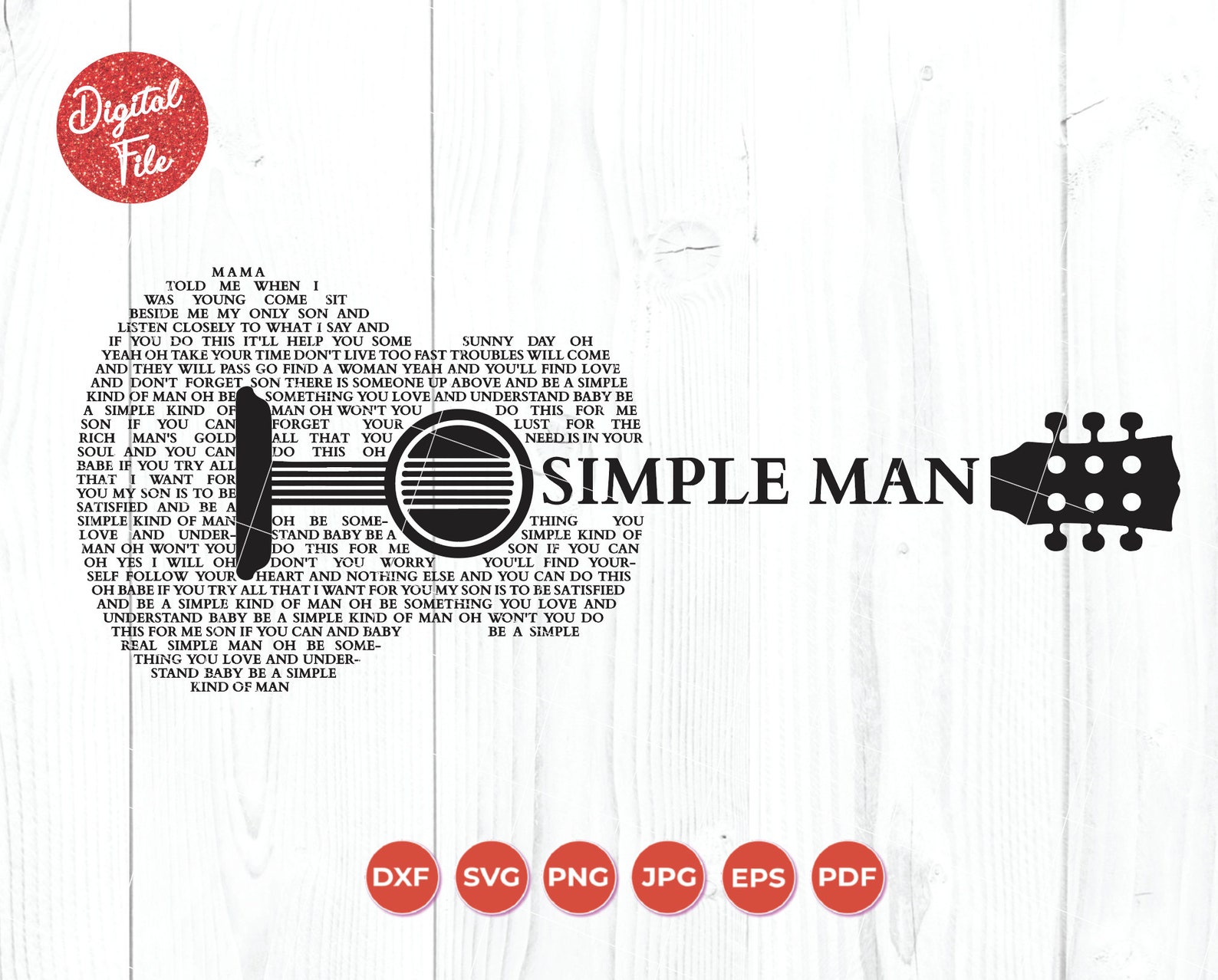 Simple Man Song Lyrics SVG, Boys Room SVG, Simple Man Guitar, Simple ...