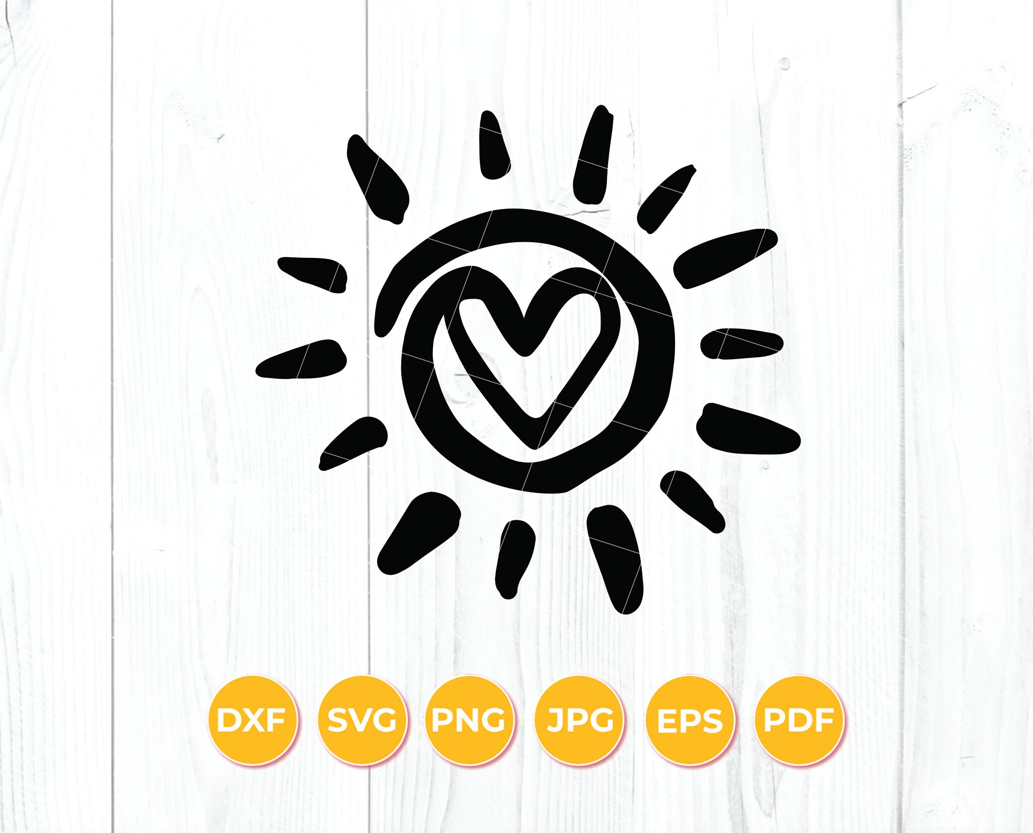 Sun Heart SVG Sun SVG Sunshine SVG Sun With Heart Svg Love - Etsy