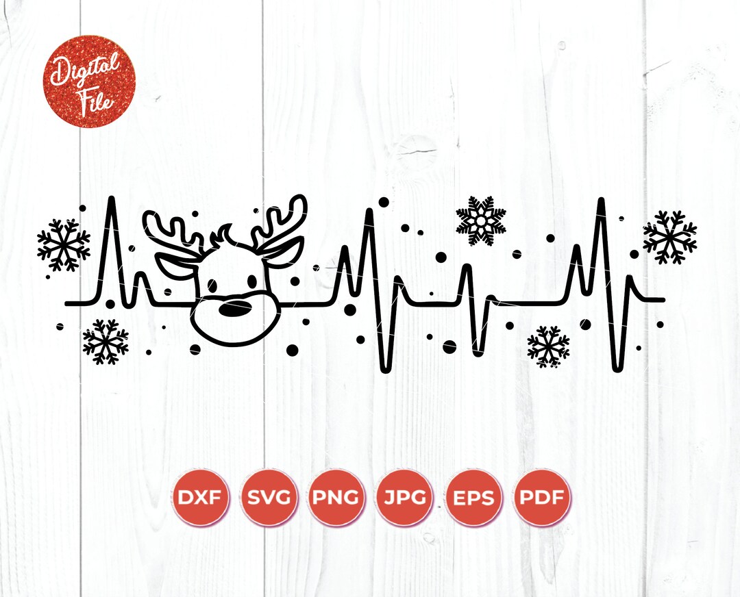 Reindeer Heartbeat SVG, Christmas SVG, Snowman Svg, Christmas Shirt Svg ...