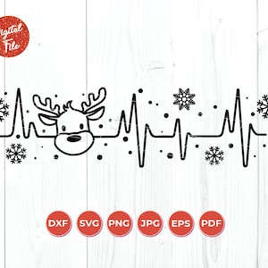 Reindeer Heartbeat SVG, Christmas SVG, Snowman Svg, Christmas Shirt Svg ...