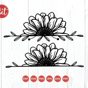 Half Sunflower SVG Split Sunflower SVG Sunflower Bouquet - Etsy