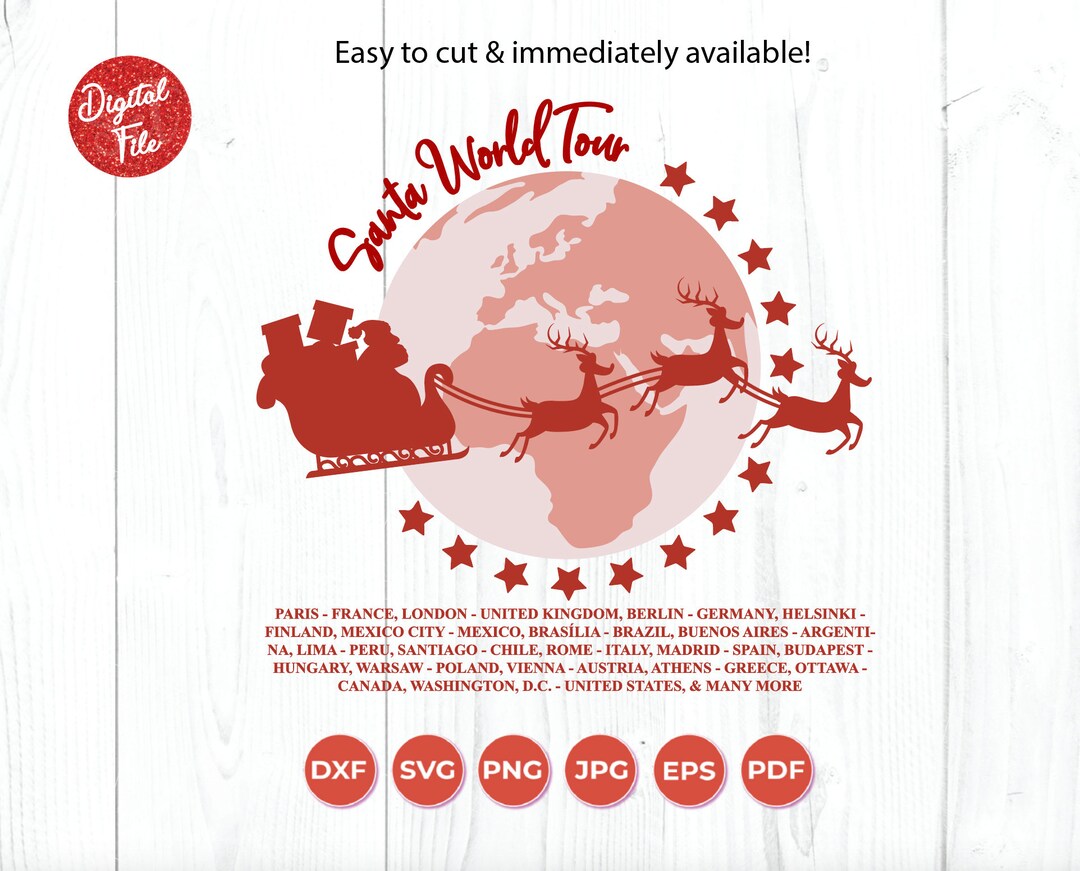 Santa Claus World Tour SVG Cut File & PNG Christmas Trendy Clip Art ...