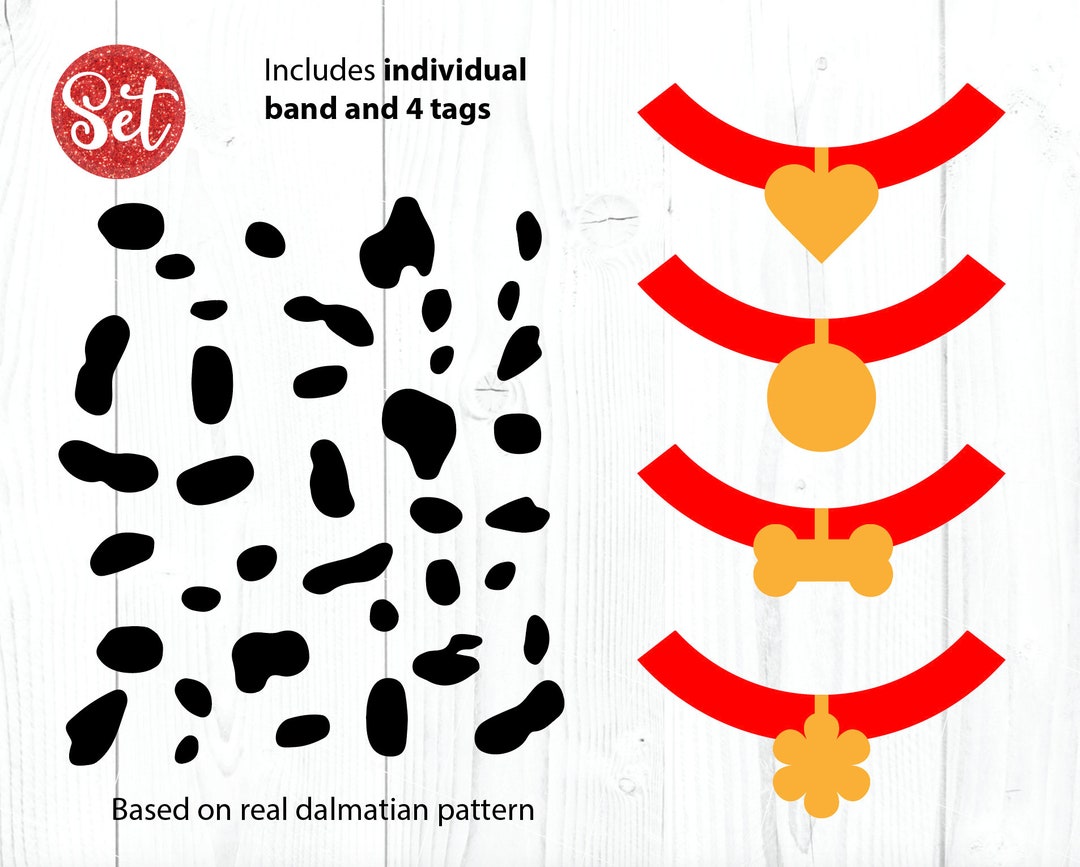 Dalmatian Spots Pattern With Collar SVG & 4 Tags, Dalmatiner Pattern ...