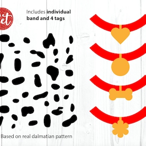 Dalmatian Spots Pattern With Collar SVG & 4 Tags, Dalmatiner Pattern ...