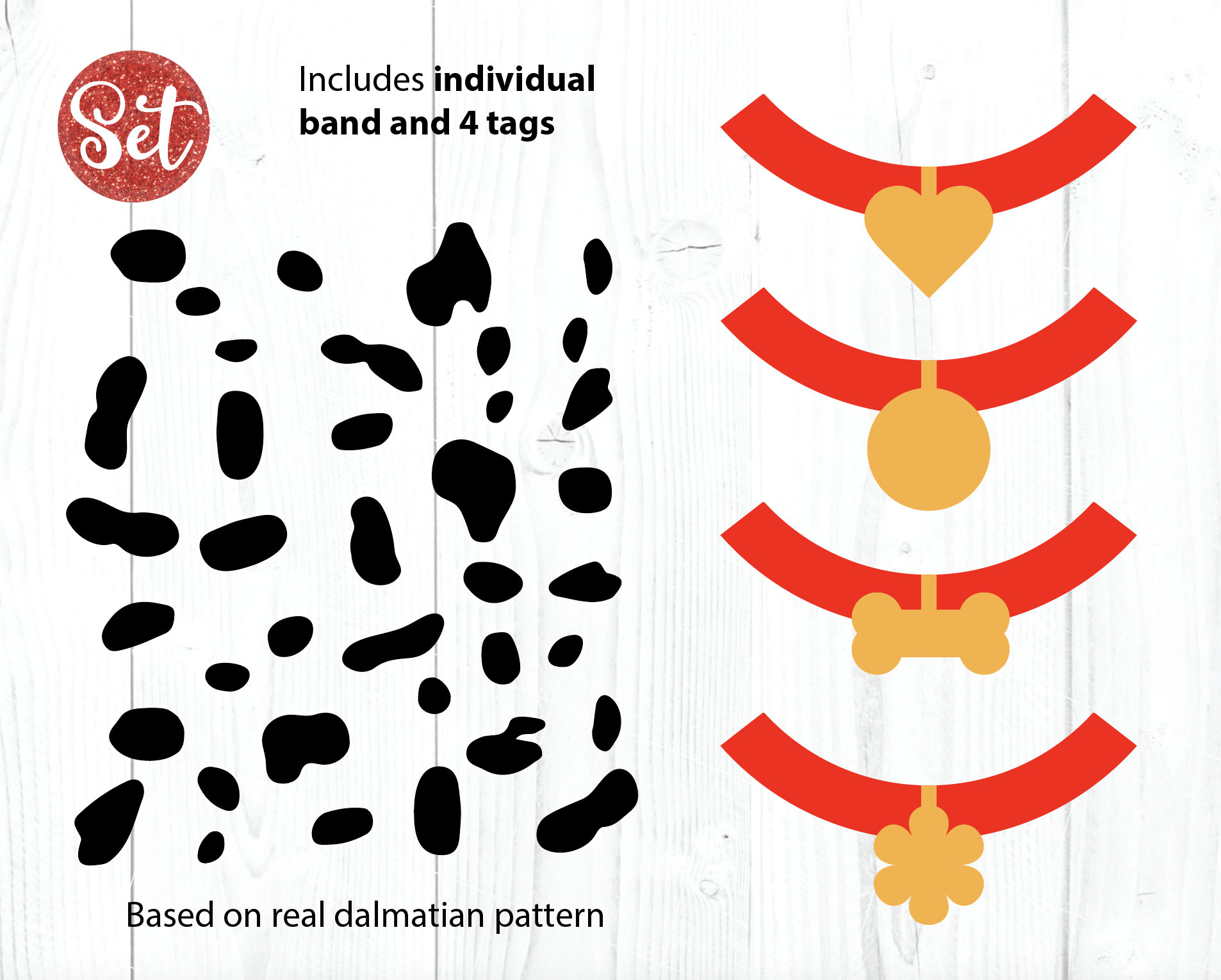 Dalmatian Spots Pattern SVG: Collar & Tags (digital Download) - Etsy