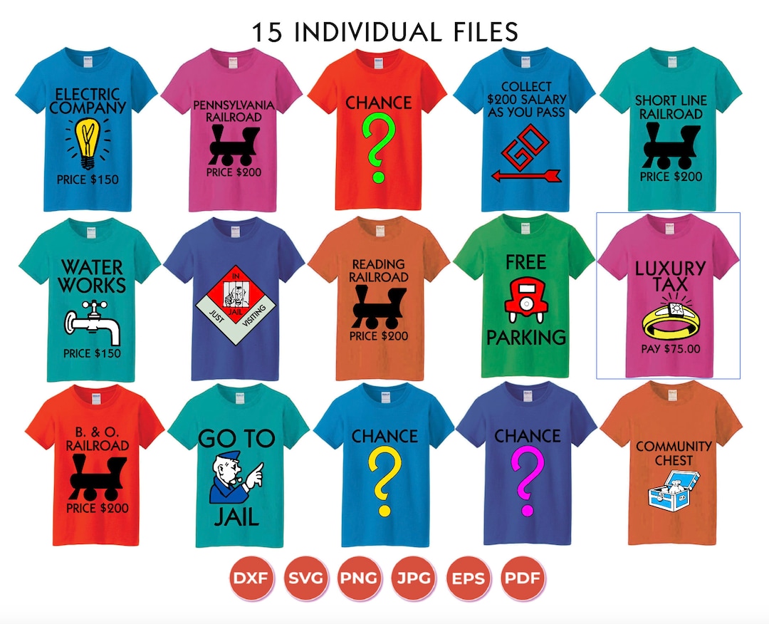 Monopoly Shirt SVG Bundle: 15 Game Night Designs (digital File) - Etsy