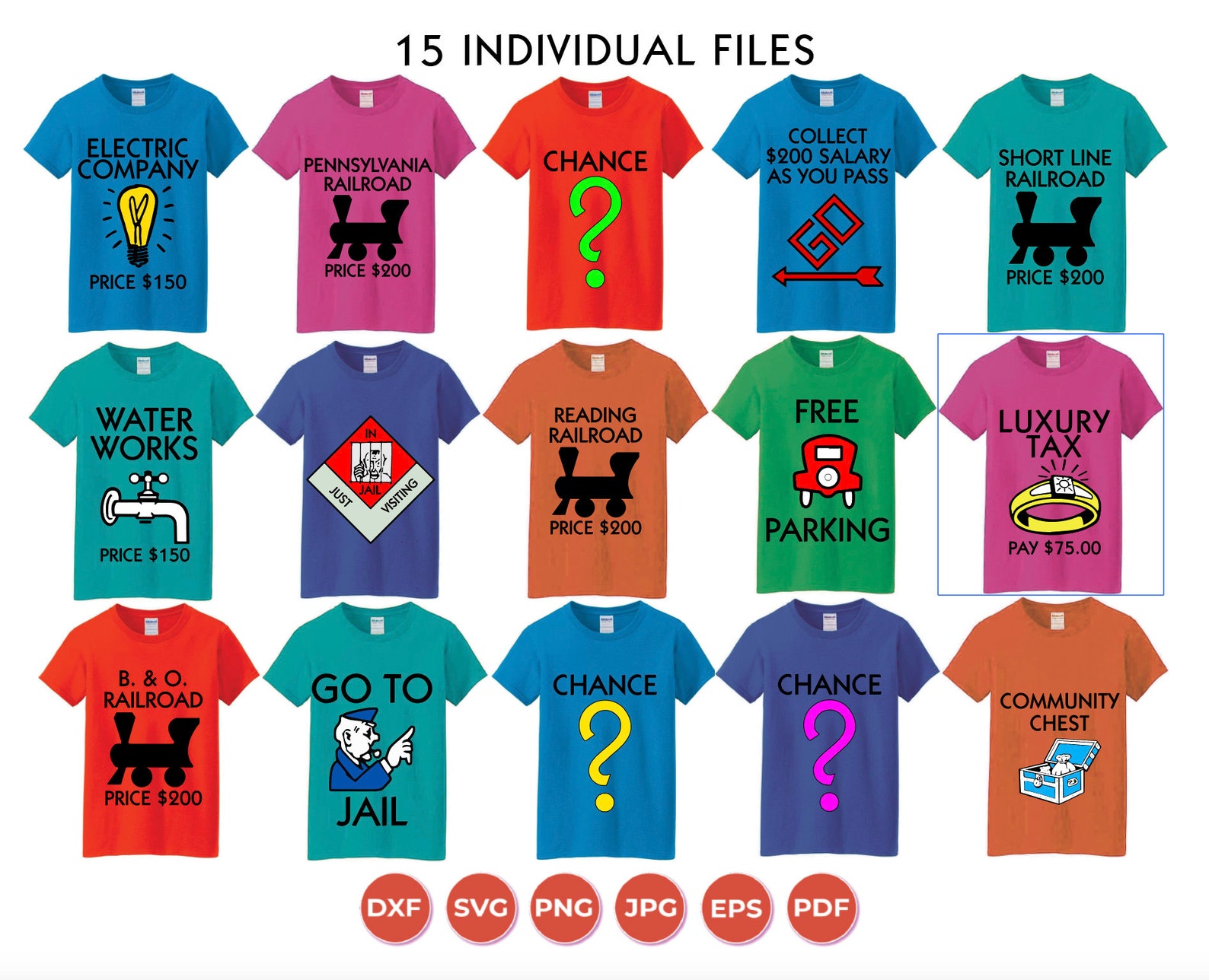Monopoly Shirt SVG Bundle: 15 Game Night Designs (digital File) - Etsy