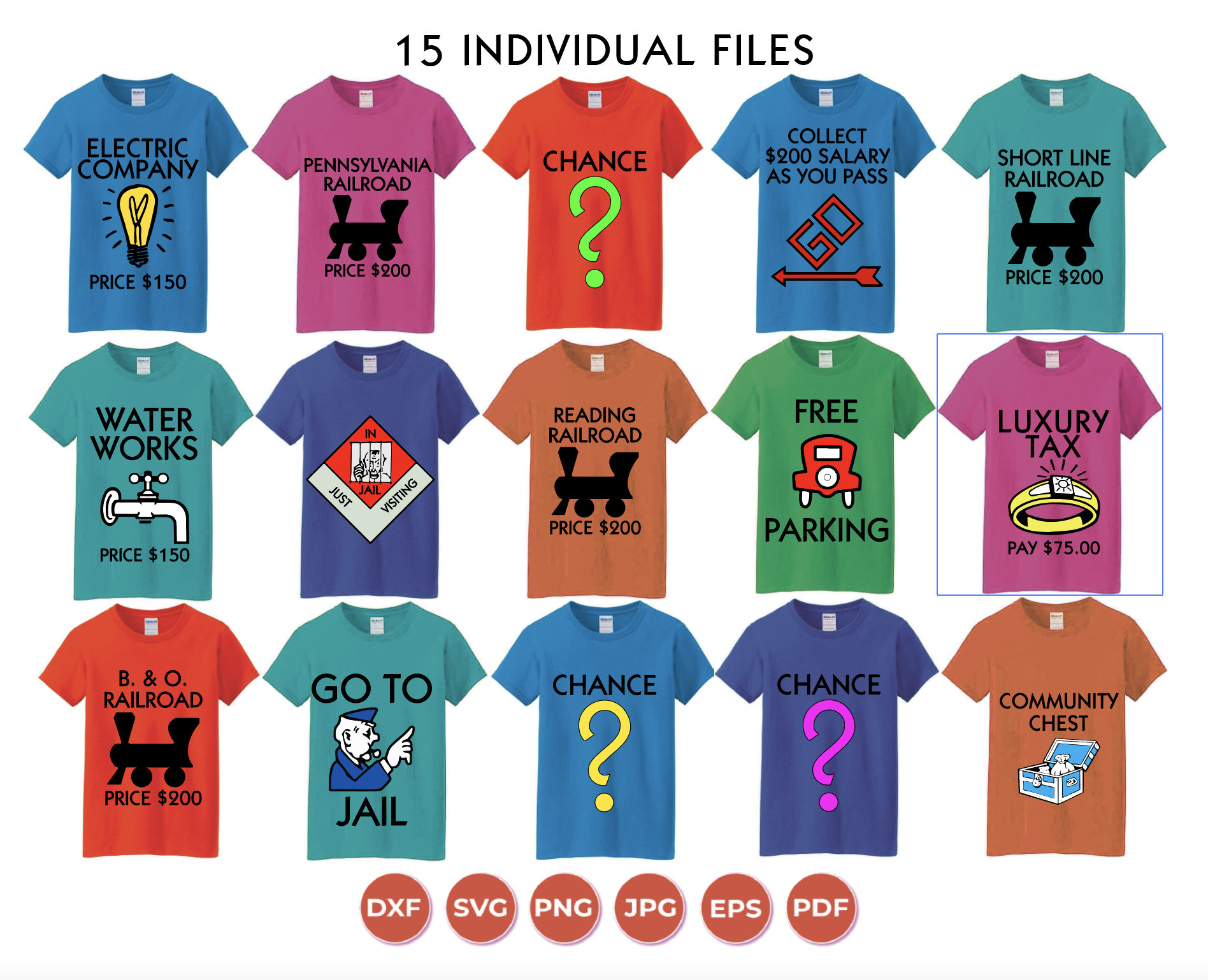 Monopoly Shirt SVG Bundle: 15 Game Night Designs (digital File) - Etsy