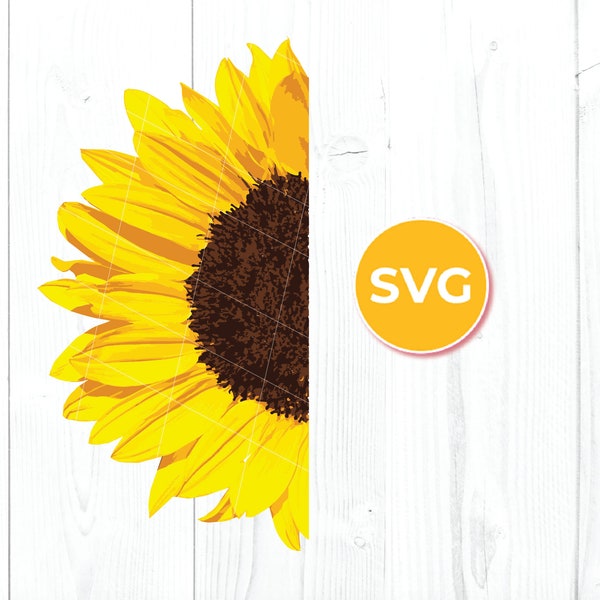 Half Sunflower Svg - Etsy