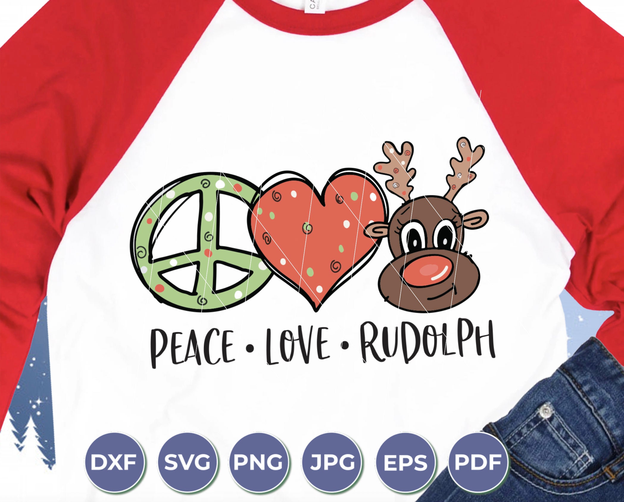 Peace Love Rudolph SVG Rudolph Graphic File for Sublimation | Etsy