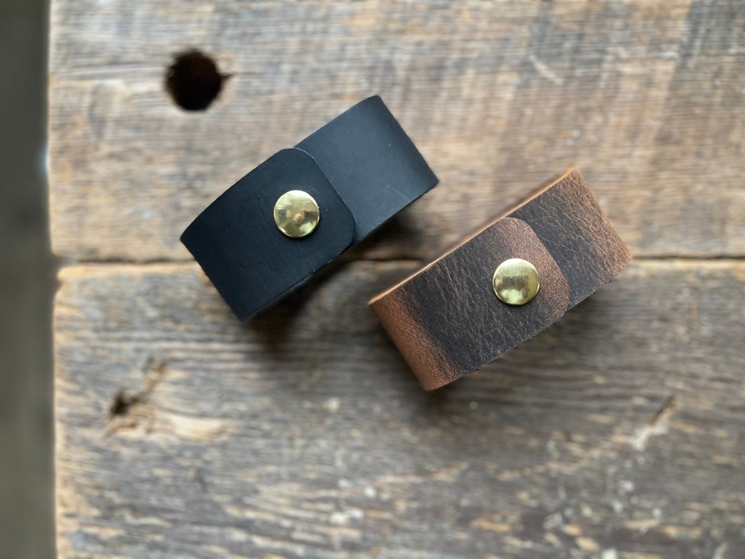 Shawl Cuffs | SET OF 2 | Handcrafted Leather Shawl Cuffs | Black and ...
