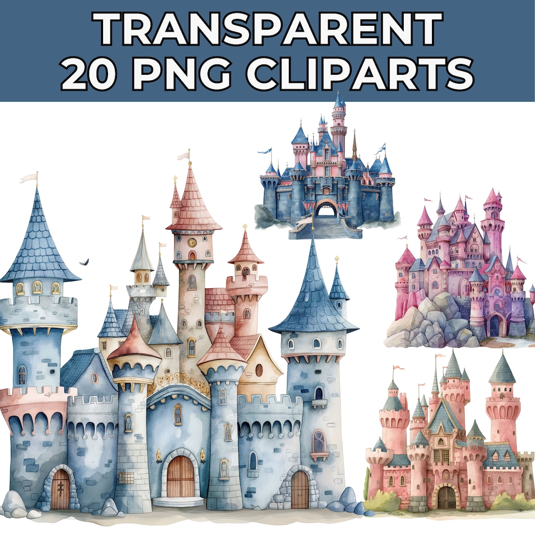20 Princess Castle Clipart - Printable Watercolor Castle - High Quality ...