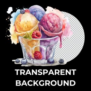 35 Watercolor Ice Cream Clipart | Summer Clipart Ice Cream Scoop & Cone ...