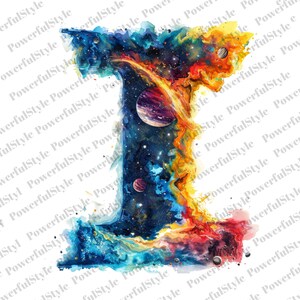 Watercolor Space Alphabet A-Z Clipart Bundle | Space, Astronaut, and ...