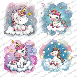 Adorable Baby Unicorn Watercolor Clipart, Cute Unicorn PNG, Rainbow ...
