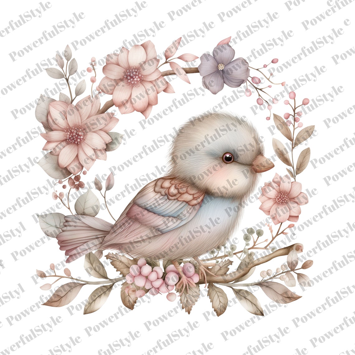 28 Boho Songbirds Watercolor Clipart Bundle | Cute Floral Birds for ...