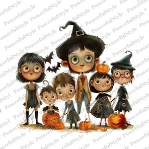 28 Kids Quirky Halloween Clip Art Bundle, Ghost Witch Pumpkin Skull ...