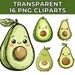 16 Cute Avocado Watercolor, Romantic Avocado PNG, Kawaii Clipart ...