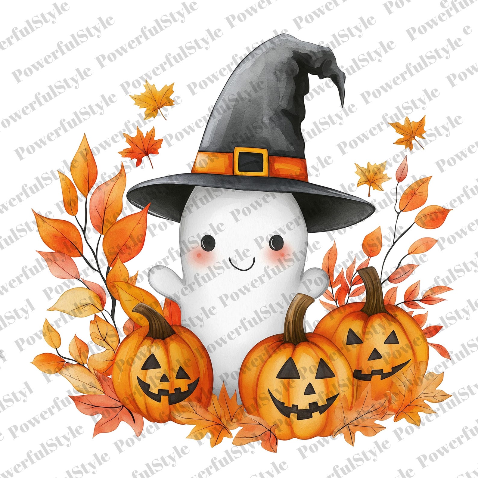 15 Watercolor Cute Ghost Clipart, PNG Halloween Clipart Bundle, Cute ...