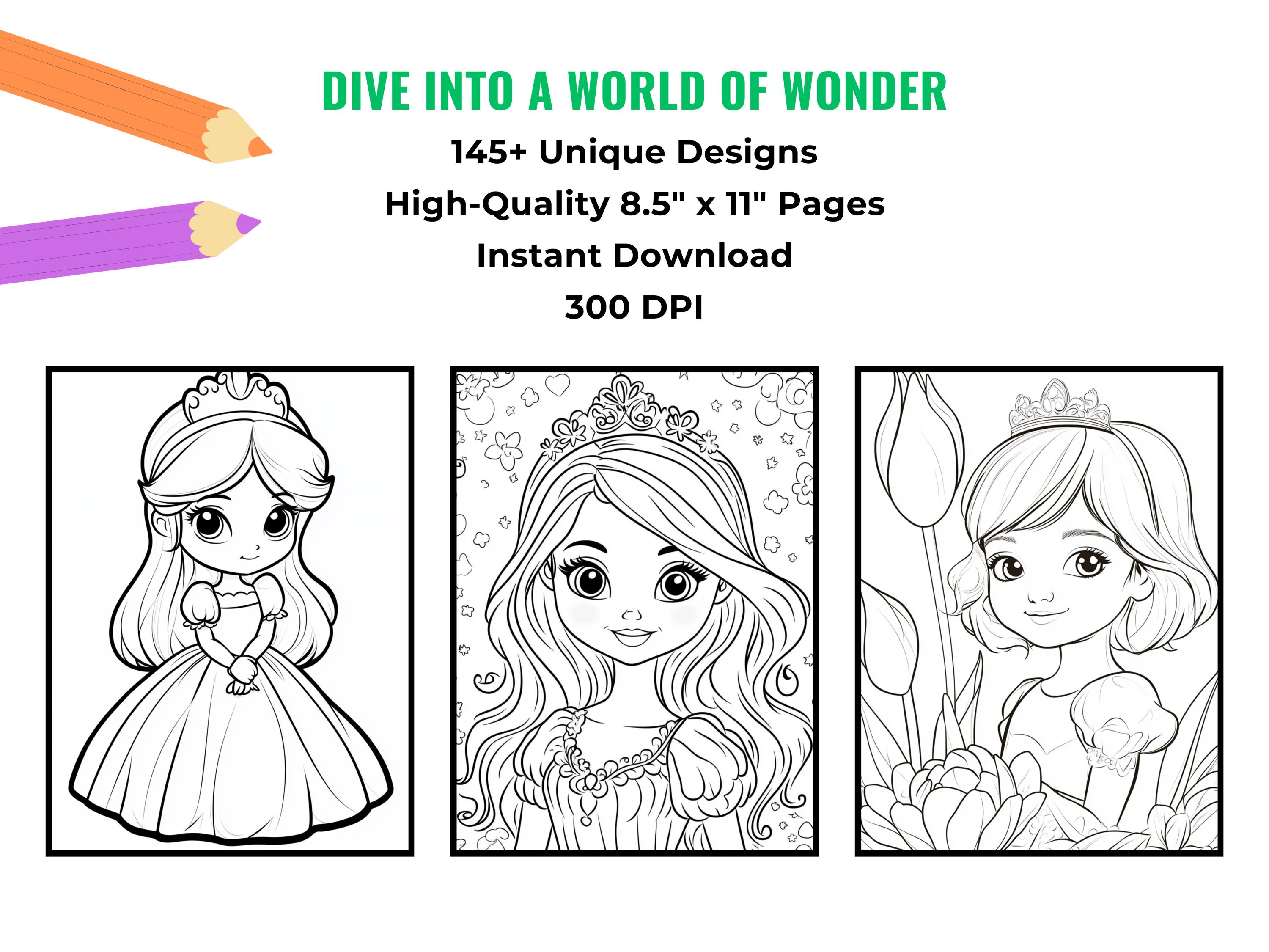 Cute Princess Coloring Pages for Kids Kawaii Coloring Pages Princess ...