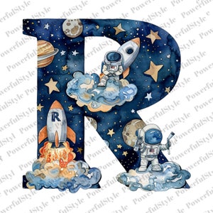 Watercolor Space Alphabet A-Z Clipart Bundle | Space, Astronaut, and ...