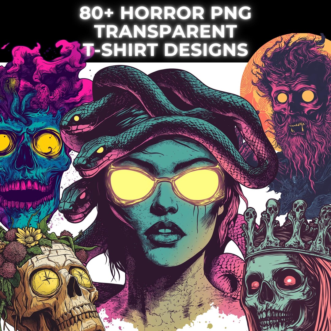 Halloween Horror T-shirt Designs PNG Bundle Scary Movie Characters ...
