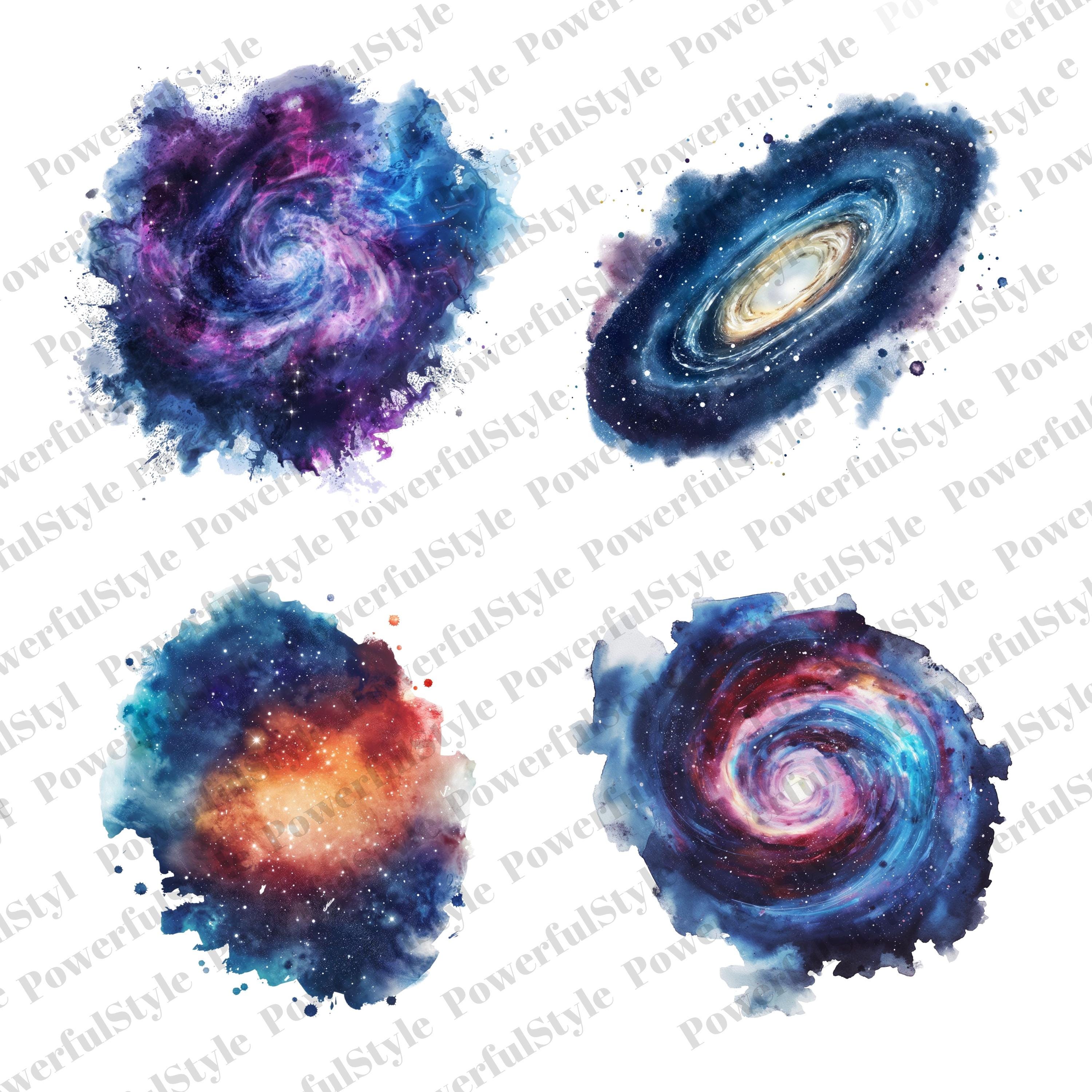 Watercolor Galaxy Clipart Bundle: Space Planets & Astronaut PNG ...