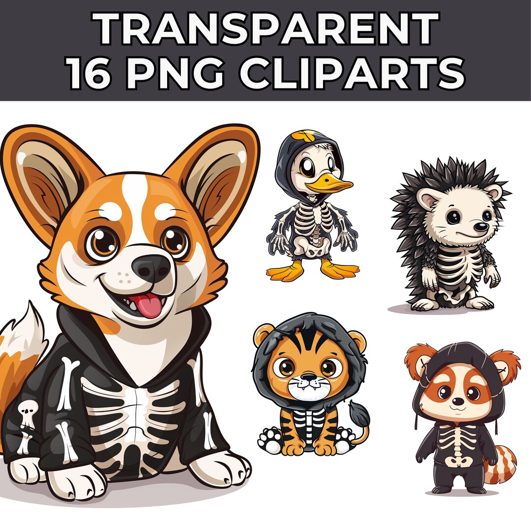 16 Animal Halloween Clip Art Bundle, Watercolor Halloween Clip Arts ...