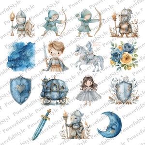 40+ Cute Medieval Clipart Bundle - Watercolor Middle Ages With Knights ...