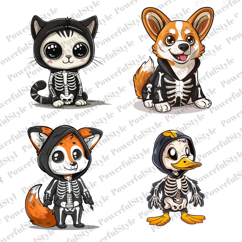 16 Animal Halloween Clip Art Bundle, Watercolor Halloween Clip Arts ...