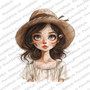 Watercolor Cute Girls Clipart | Toddler Girl, Schoolgirl, Cute Girl ...