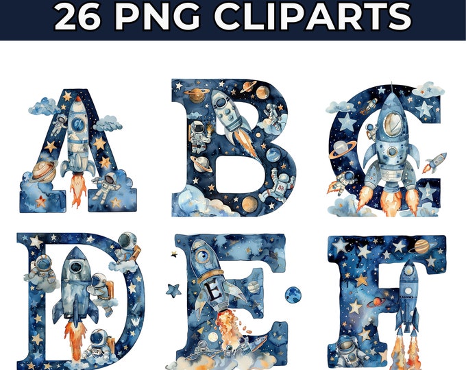 Space Alphabet PNG | A-Z Letters Clipart | Outer Space Font | Rocket ...