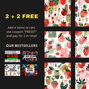 Strawberry Themed Digital Papers, Seamless Digital Paper Pack for ...
