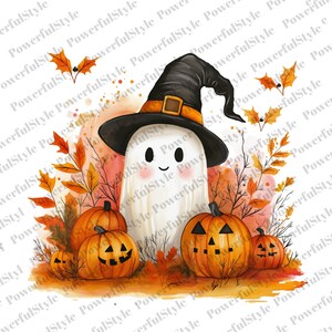 15 Watercolor Cute Ghost Clipart, PNG Halloween Clipart Bundle, Cute ...