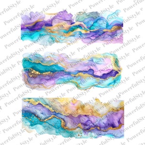 Rainbow Border Alcohol Ink | Abstract Watercolor Clipart | Ink ...