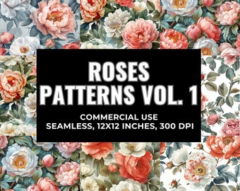 Seamless Vintage Flowers Digital Paper, Shabby Chic Floral Seamless ...