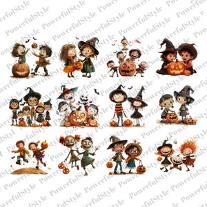 28 Kids Quirky Halloween Clip Art Bundle, Ghost Witch Pumpkin Skull ...