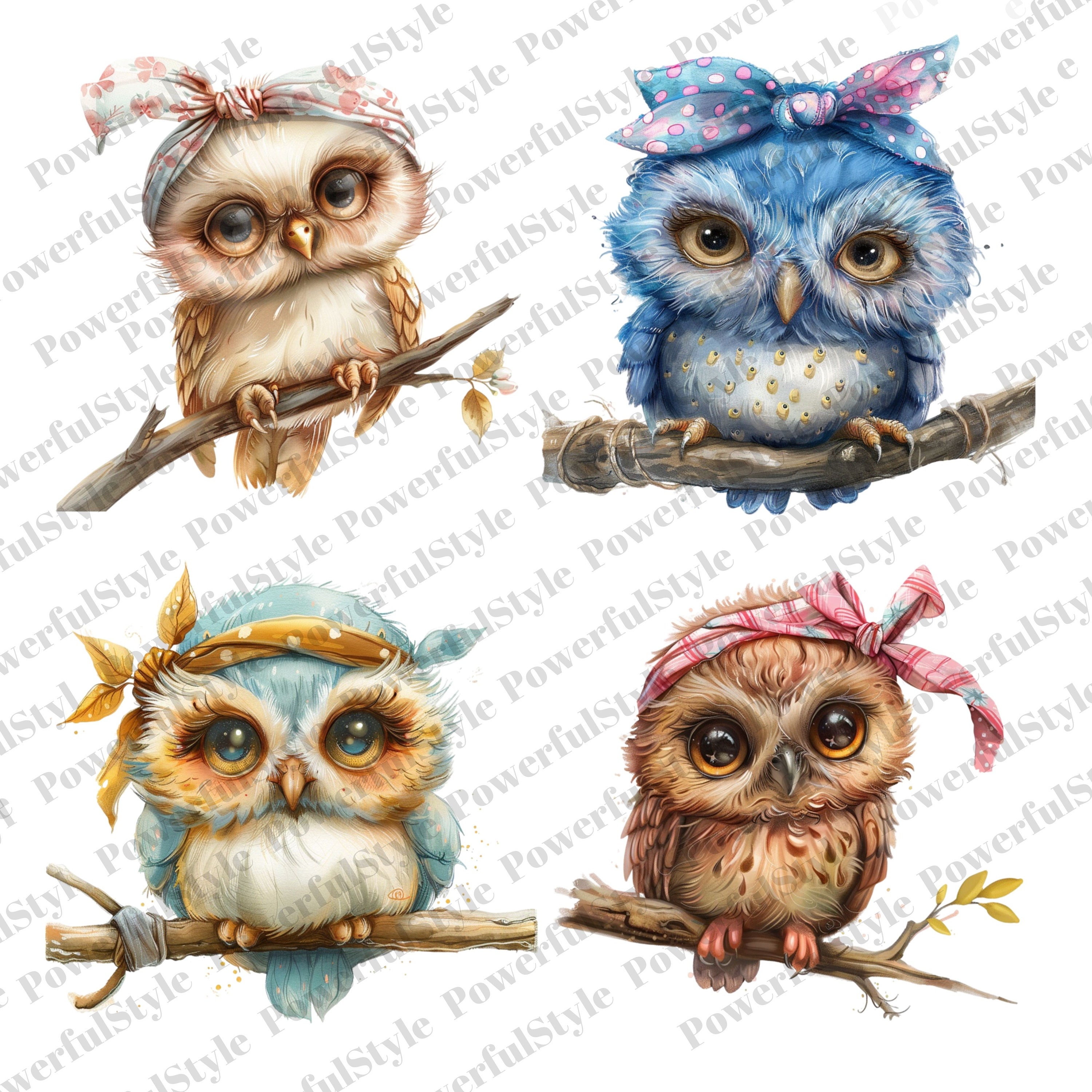 20 Owl Clipart Bundle | Sparkling Owl Sublimation Clipart | Colorful ...