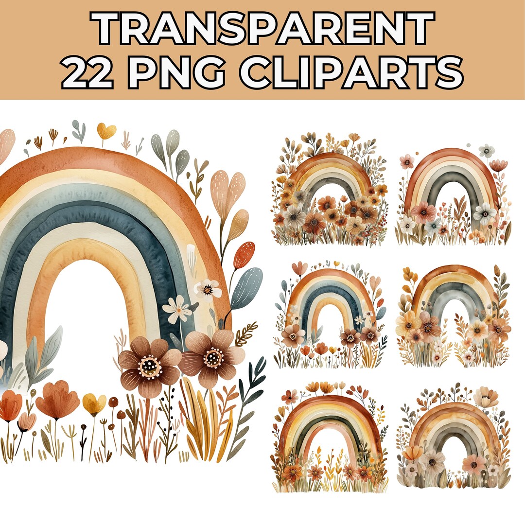 22 Boho Rainbow PNG Commercial Use Cut File Layered Bohemian Rainbow ...