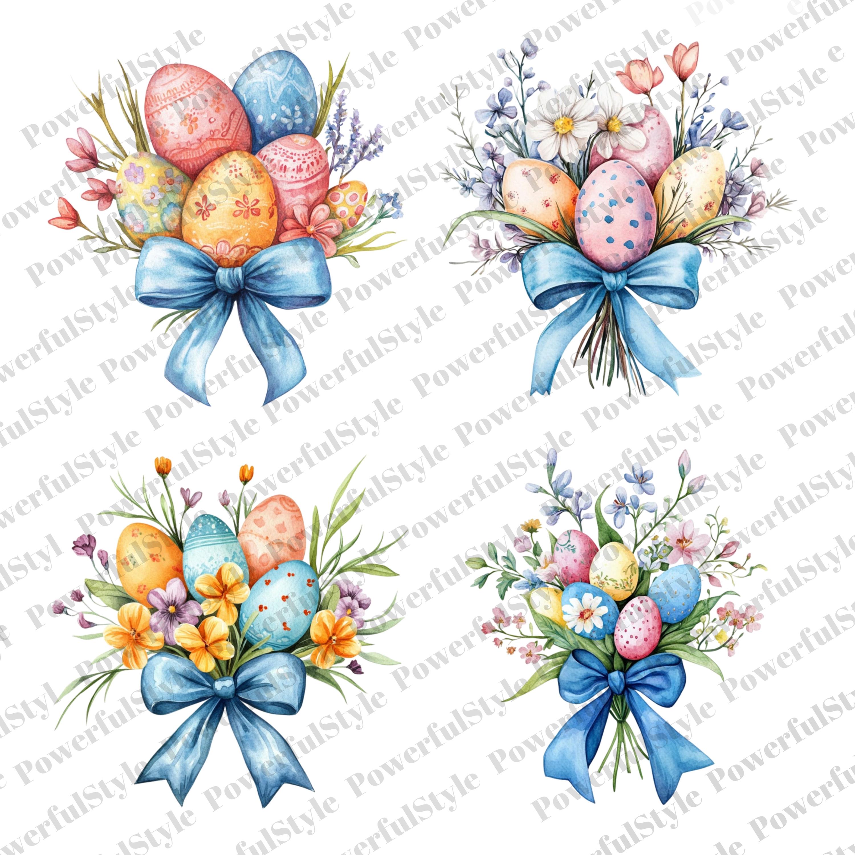 Floral Easter Egg Clipart: Watercolor PNG Images (digital Download) - Etsy