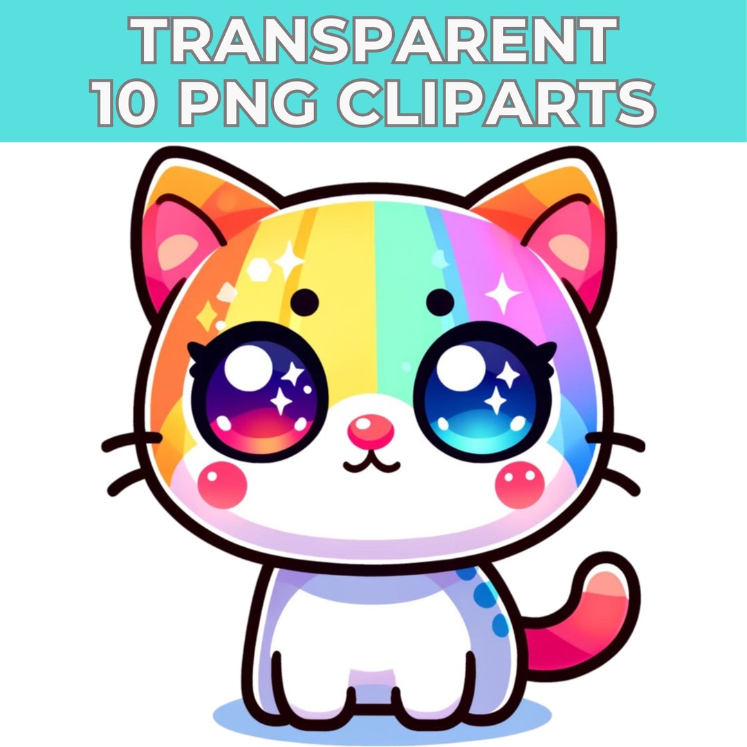 Kawaii Kitty PNG Bundle Cute Cat Adorable Kitty Clipart Kawaii Kitty ...