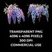 Wisteria Clipart | Watercolor Clipart | Paper Crafts | Purple Flowers ...