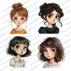 Watercolor Cute Girls Clipart | Toddler Girl, Schoolgirl, Cute Girl ...