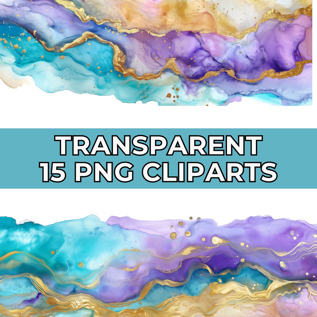 Rainbow Border Alcohol Ink | Abstract Watercolor Clipart | Ink ...