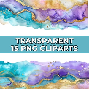 Rainbow Border Alcohol Ink | Abstract Watercolor Clipart | Ink ...