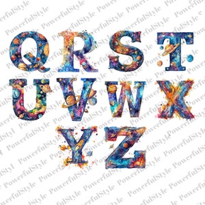Watercolor Space Alphabet A-Z Clipart Bundle | Space, Astronaut, and ...